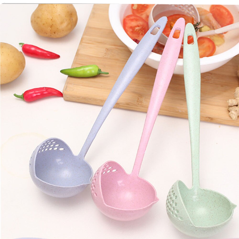 Wheat straw spoon, soup spoon, slotted spoon, two-... – Grandado
