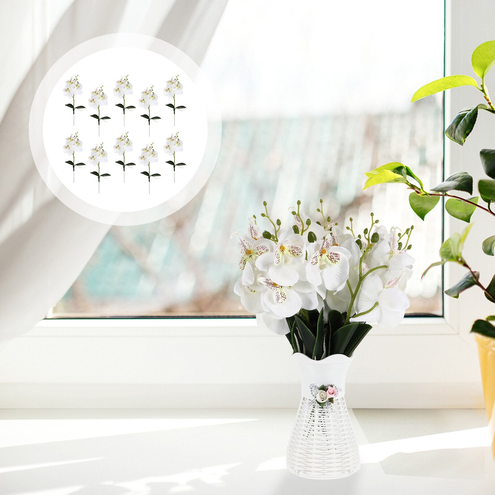 10pcs Artificial Orchid Flowers Stem Plant Realist... – Grandado