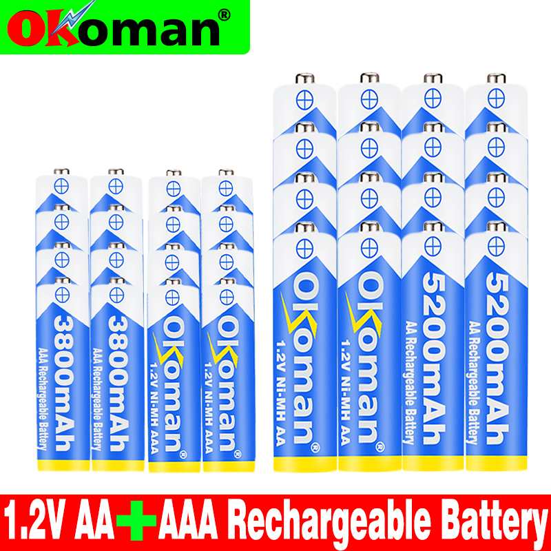 AA 5200mAh + AAA 3800mAh 1.2v Ni-MH Rechargeable B... – Grandado