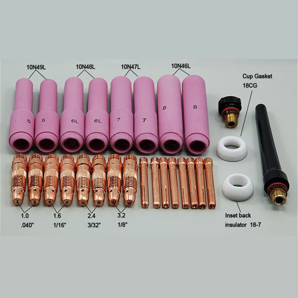 TIG Consumables KIT Long Alumina Nozzle Cups Colle... – Vicedeal