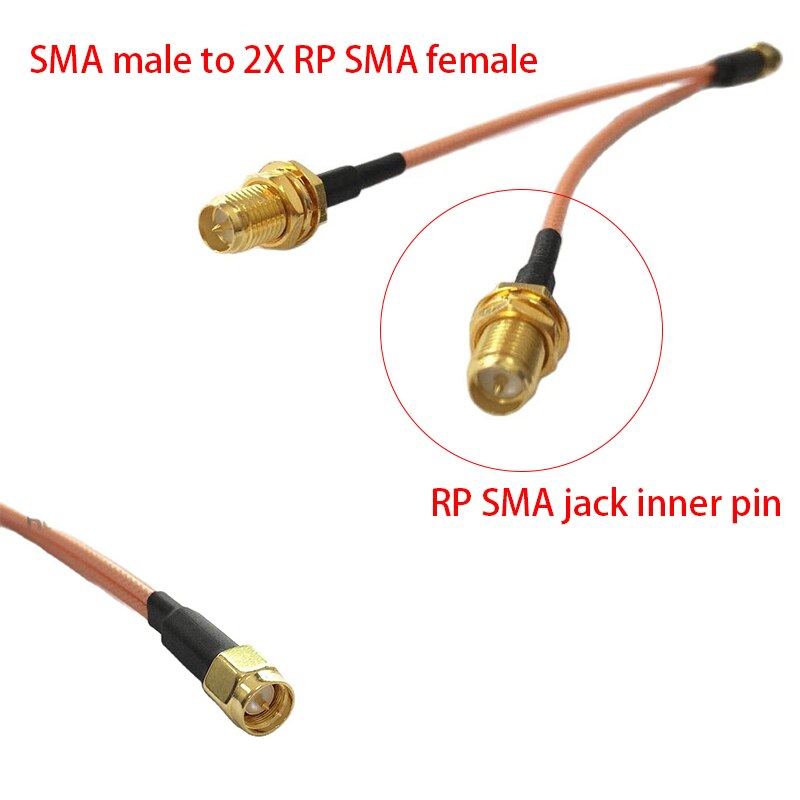 SMA macho a 2 RP-SMA hembra (Pin macho), Cable fle... – Grandado