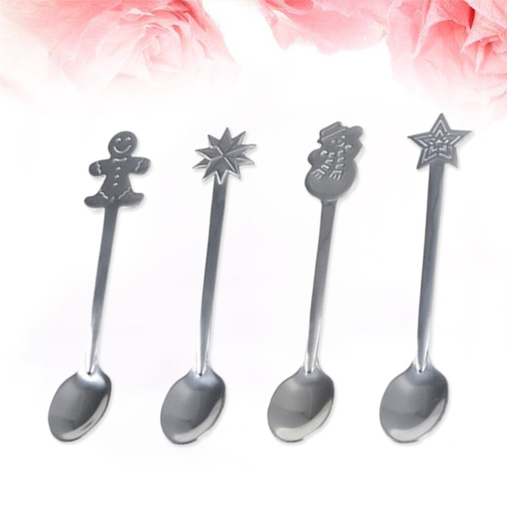 4Pcs Xmas Rvs Lepel Kerst Cartoon Servies Koffie L... – Grandado
