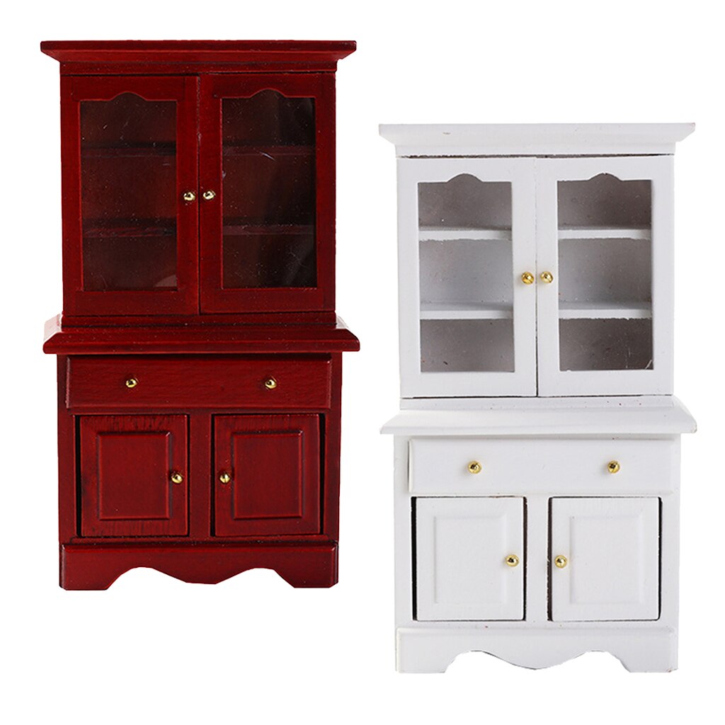 1/12 Dollhouse Mini Birch Wood Retro Cabinet Cupbo... – Grandado