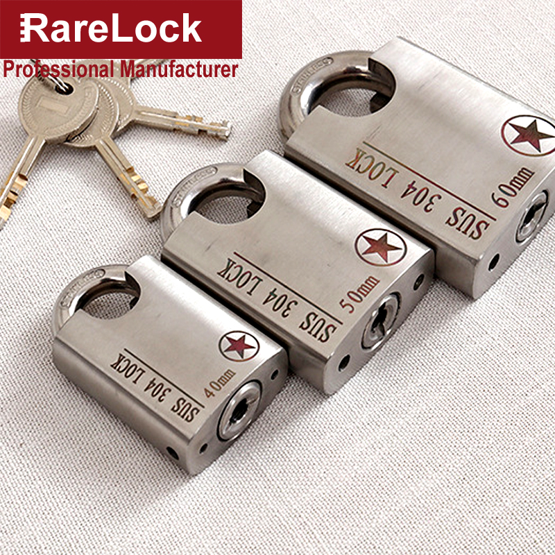 304 Stainless Steel Padlock Waterproof 4 Keys Lock... – Vicedeal