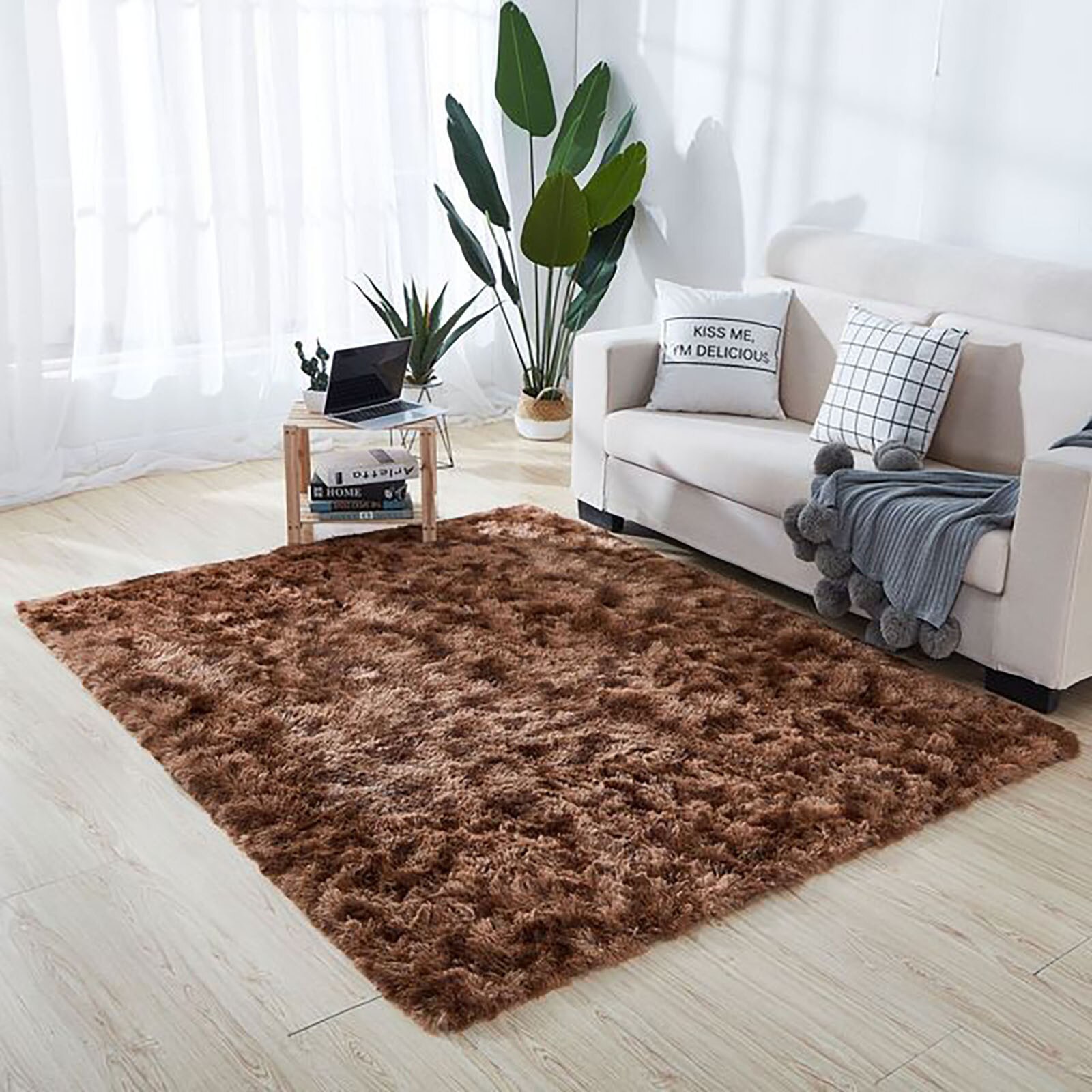Zachte Tapijten Anti-Slip Shaggy Gebied Tapijt Eet... – Vicedeal