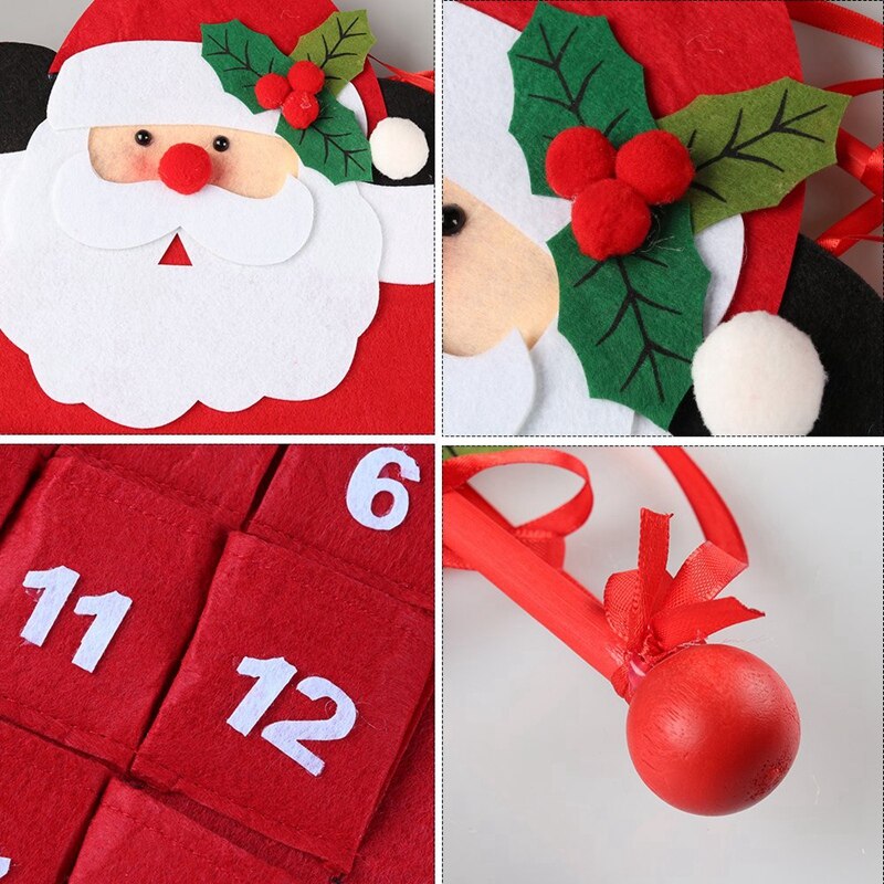 Santa Christmas Advent Calendar,3D Felt Hanging Ad... – Grandado