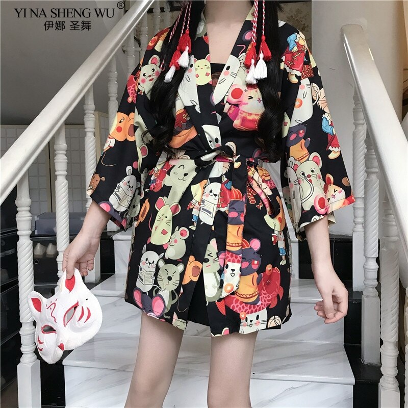 Year of the Rat Haori Japanese Rat Print Kimono Wo... – Grandado