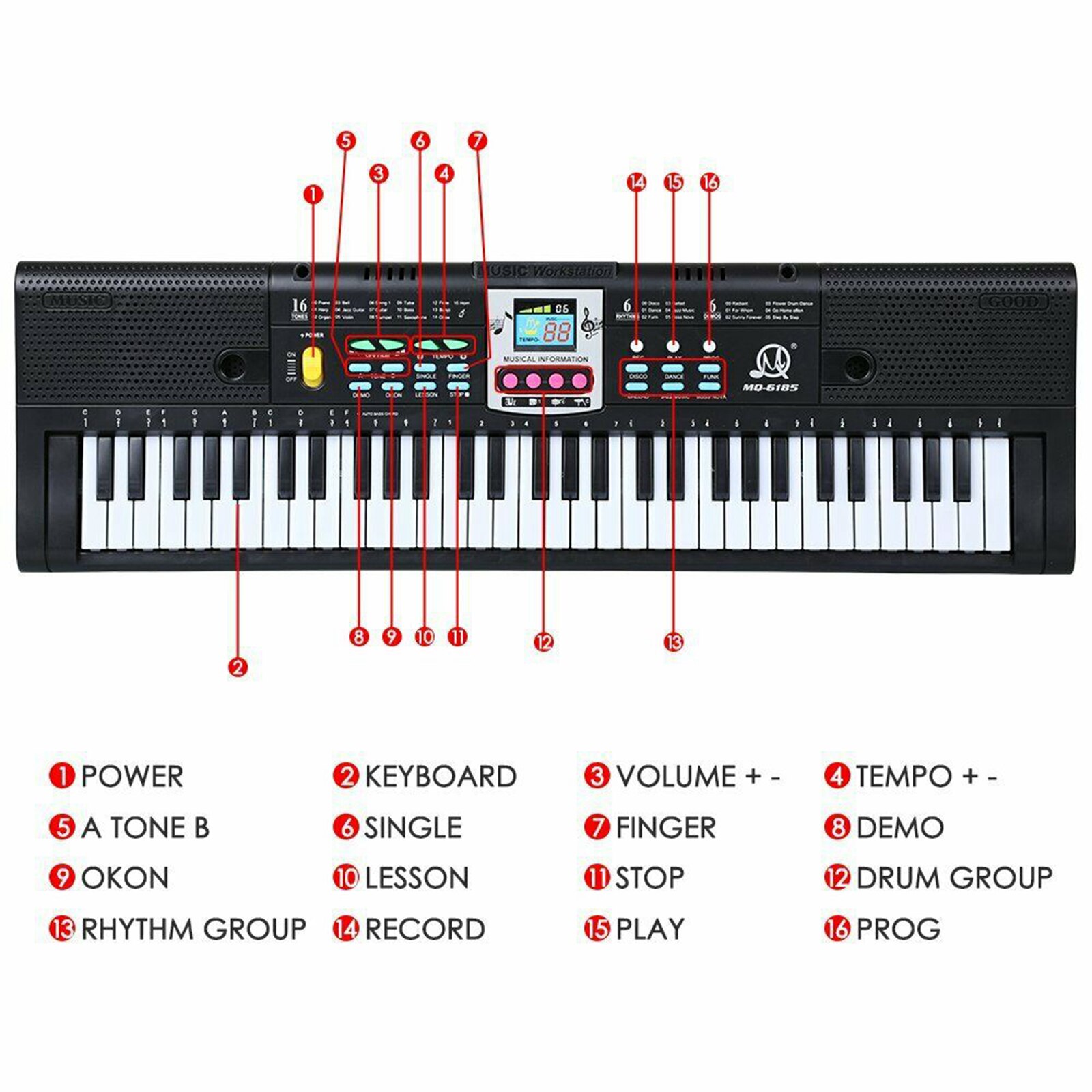 61 Keys Electronic Keyboard Digital Piano Kids Mus... – Vicedeal