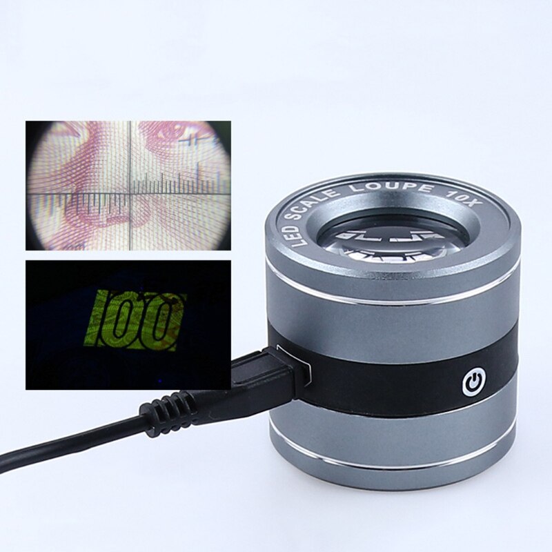 10X Volle Metall Lupe USB Ladung Objektiv Lupe Lup... – Grandado