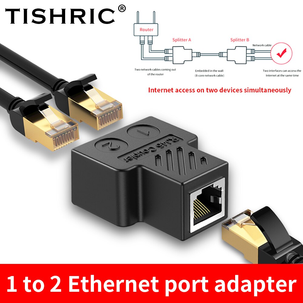 TISHRIC 1 To 2 Ethernet Port Adapter Rj45 Cable Po... – Vicedeal