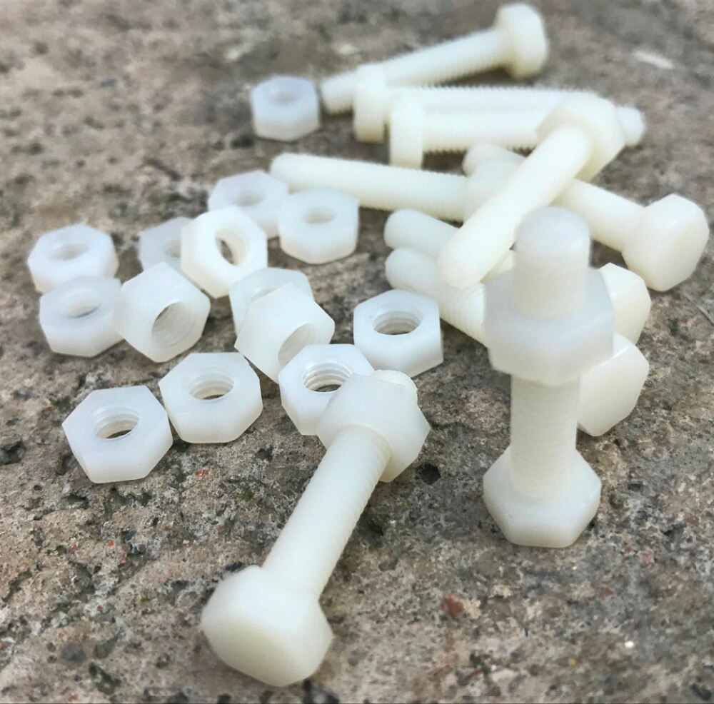 White M8 Stand-off Nylon Screws Bolt & Nuts Se... – Grandado