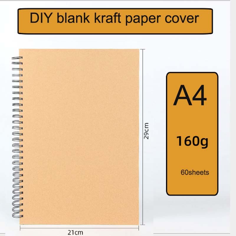 A4/8K/16K Spiral Sketch Book for Drawing Kraft Cov... – Grandado