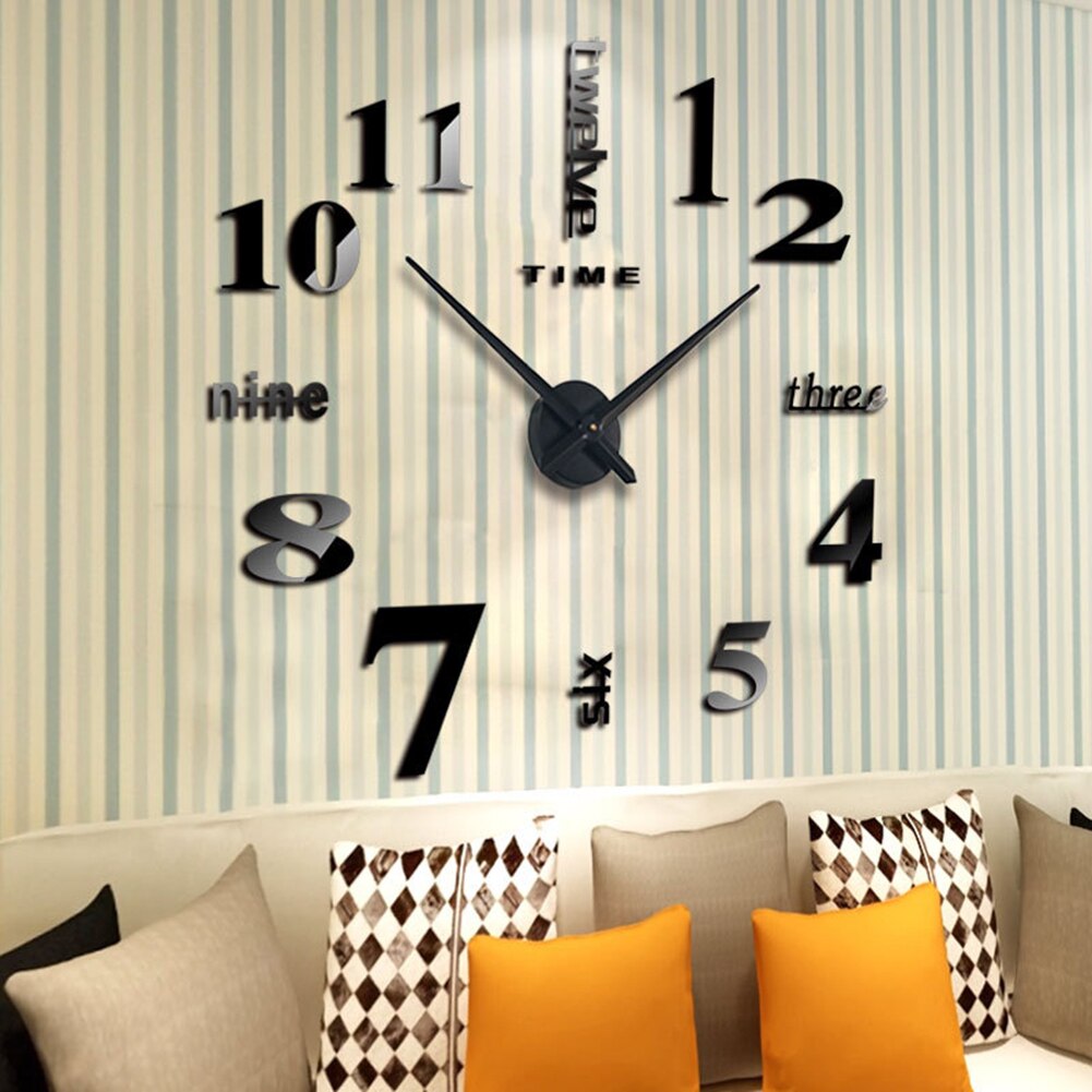 Modern Numbers Letters 3D Wall Clock Sticker DIY L... – Grandado