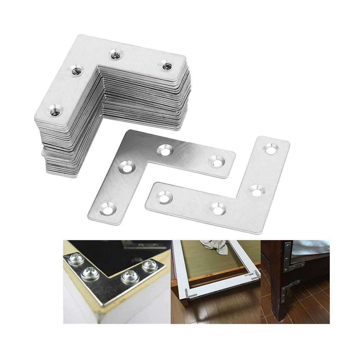 60PCS Flat Plate L Shape, Stainless Steel Fixing M... – Grandado