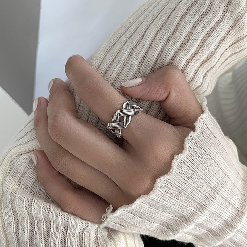 Foxanry-anillo ancho minimalista de Plata de Ley 9... – Grandado