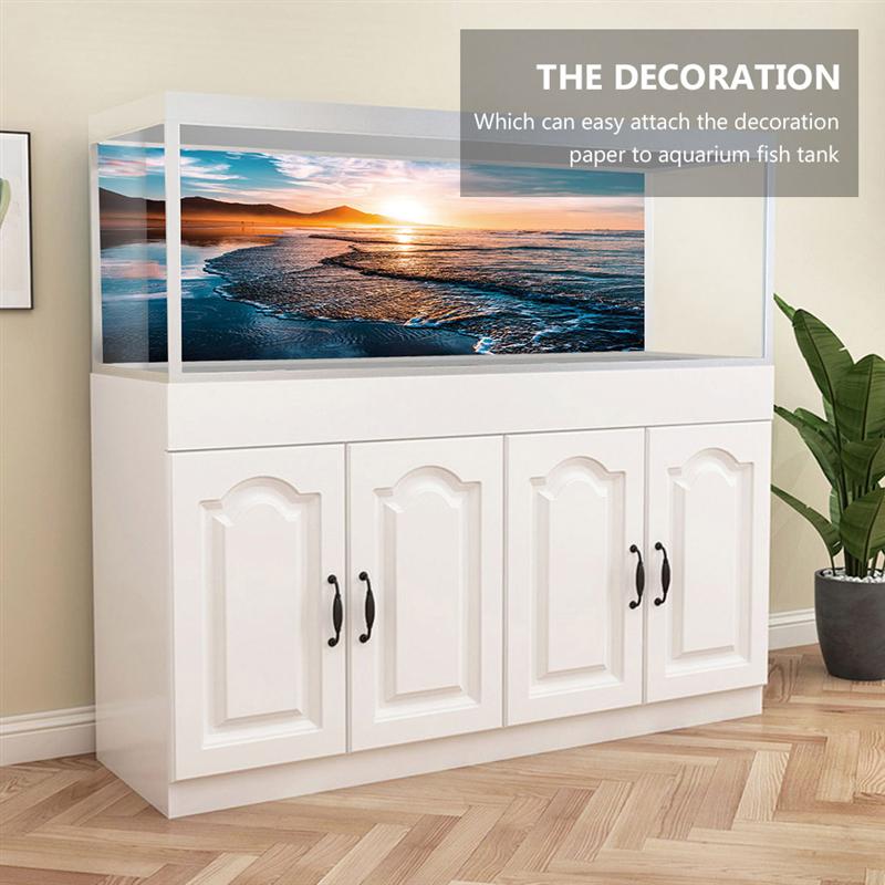 Fish Tank Background Vivid Adhesive Sunrise Beach ... – Grandado