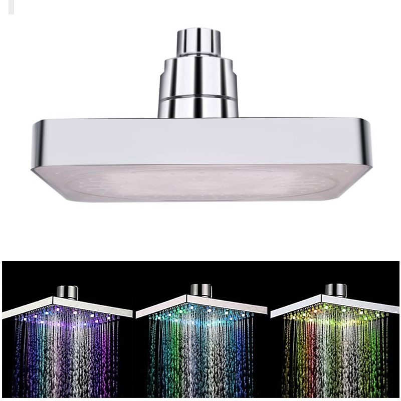 Colorful LED Square Rainfall Shower Head Spary Lig... – Vicedeal