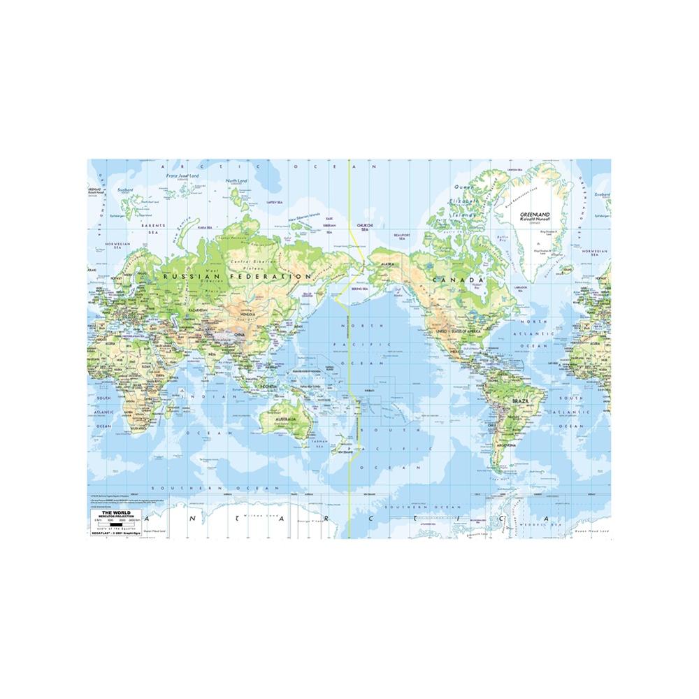 60x90cm The World Mercator Projection Map HD Canva... – Grandado
