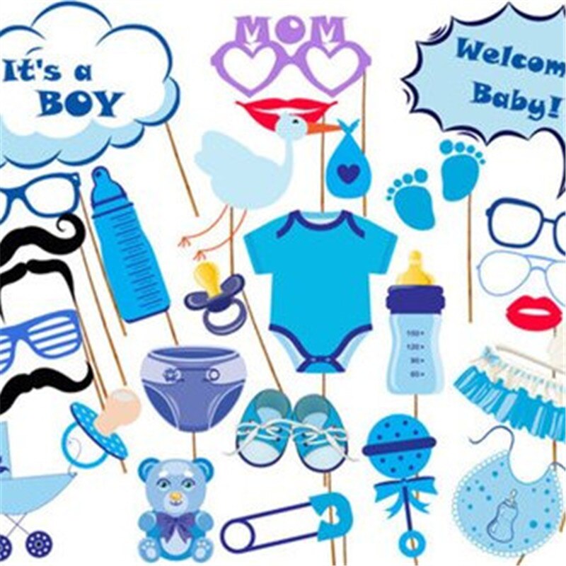 27Pcs Lovely Pink Blue Welcome Baby Photo Booth Pr... – Grandado