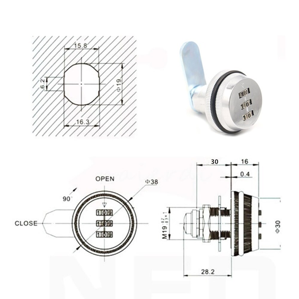 Combination Cabinet Lock 3-digit Password Key Less... – Grandado