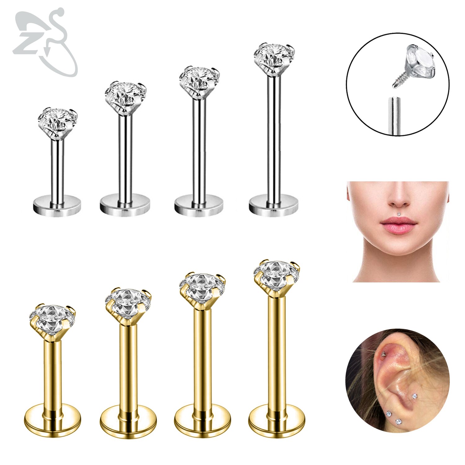 Zs 1 Stuk Zilver Goud Kleur Rvs Lip Labret Piercin... – Grandado