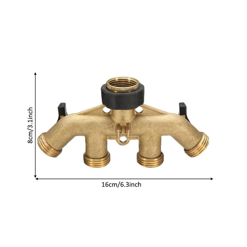 4-Way Y-Type Garden Hose Splitter Brass Watering C... – Grandado