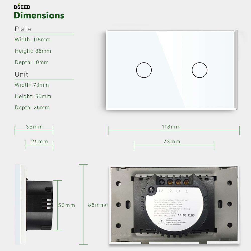 Bseed US Wireless Touch Dimmer Switch 2 Gang 1 Way... – Grandado