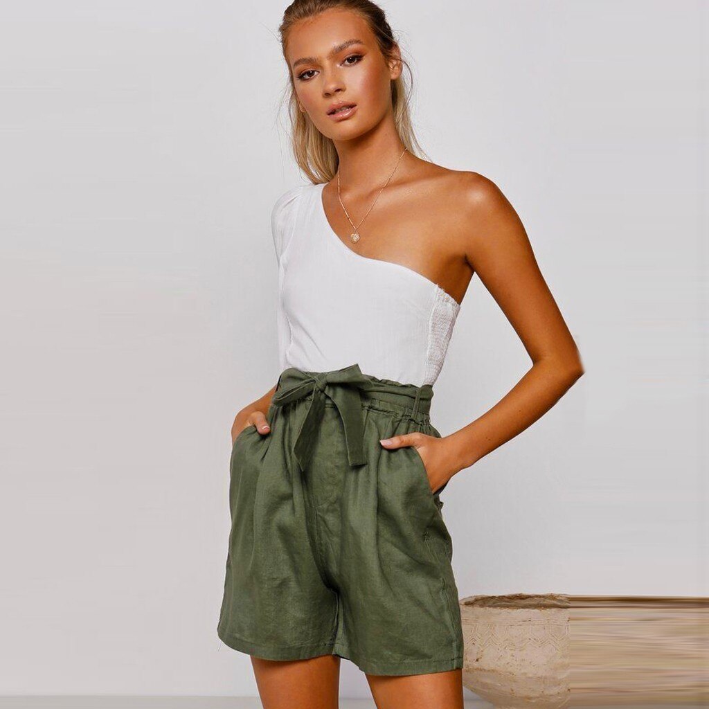Shorts Women Pure Color Cotton Linen Loose Lady Po... – Grandado