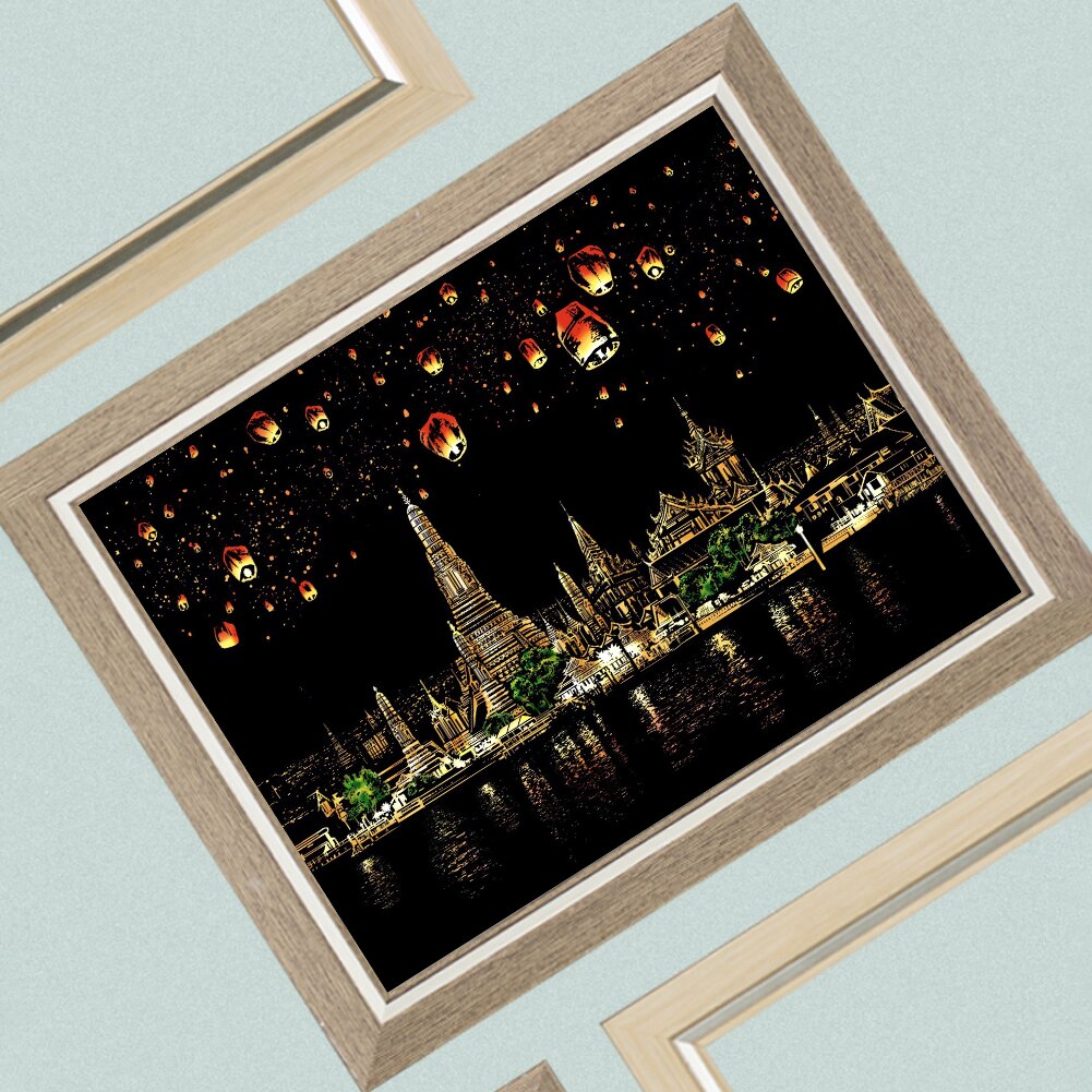 Chiangmai Night Scene Diy Scratch Schilderijen Art... – Grandado
