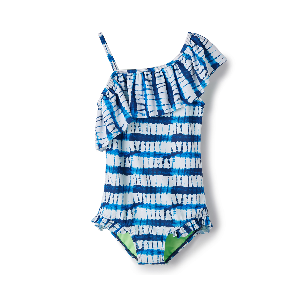 Girls One Piece Swimsuits One Shoulder Ruffle Swim... – Vicedeal