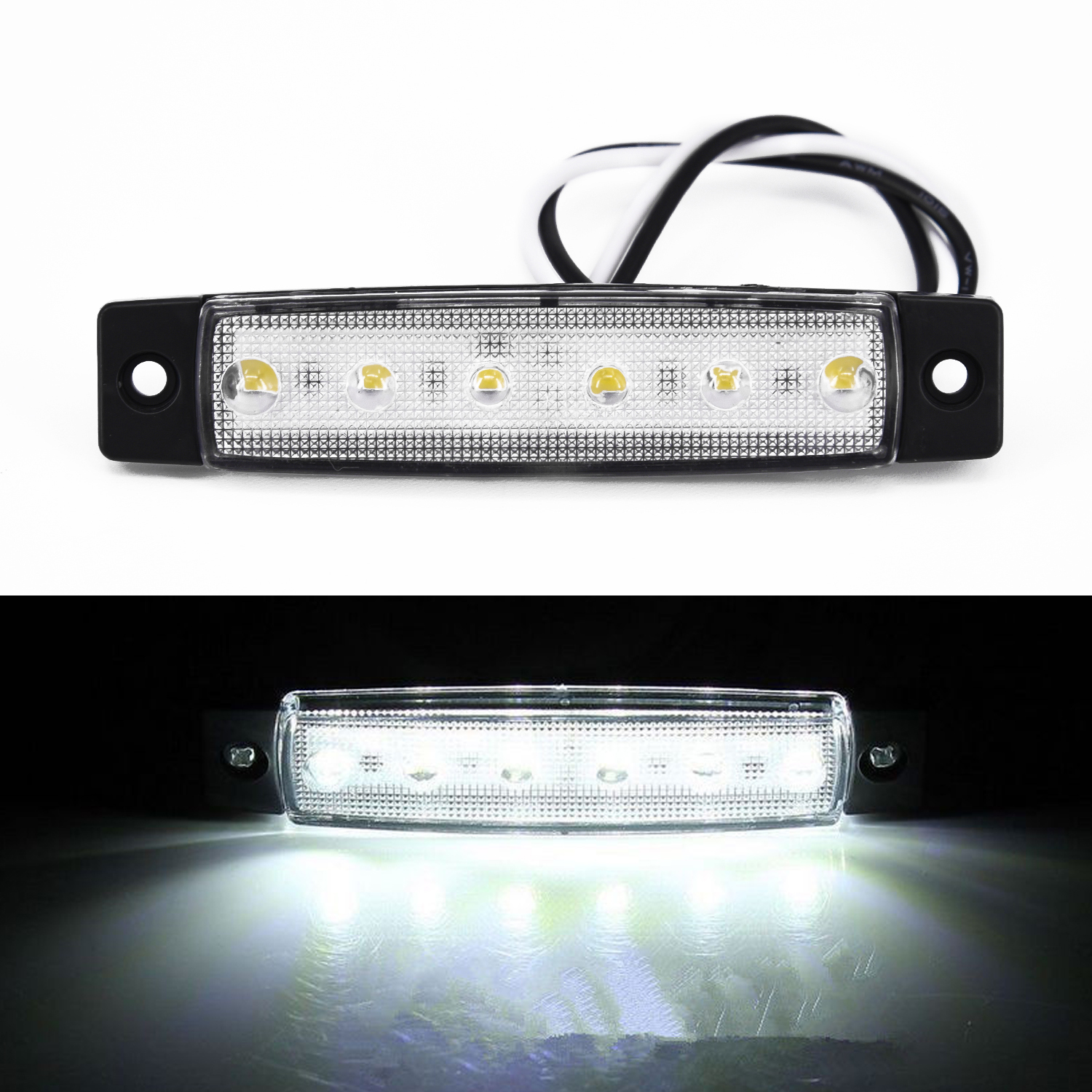 White 12V 6 LED Side Marker Light For Trailer Truc... – Grandado