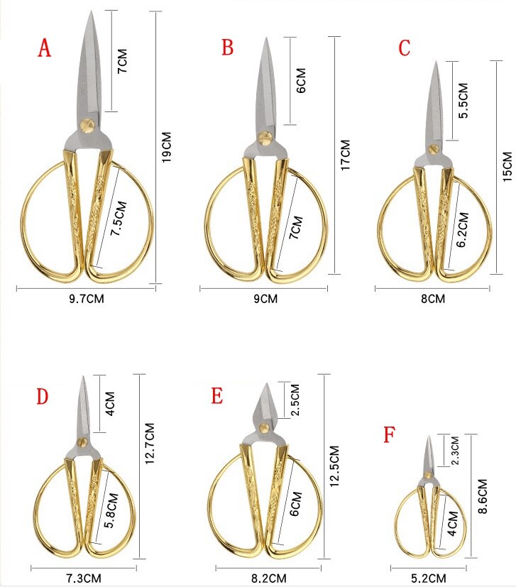 6 Size Stainless Steel Gold Sewing Scissors Short ... – Grandado