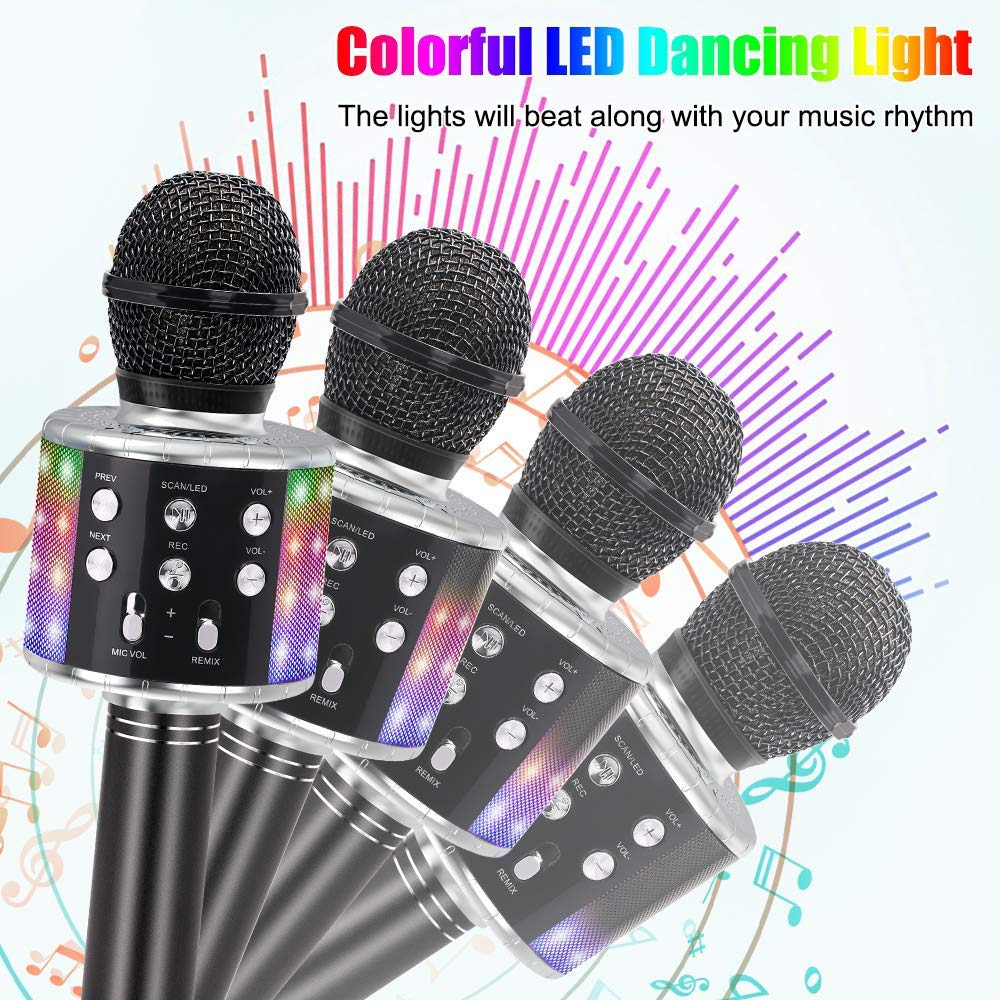 Wireless Karaoke Microphone Dancing LED Lights 4in... – Grandado