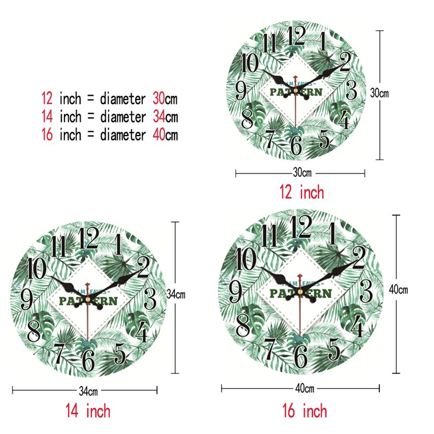 Vintage Green Leaf Clock Silent Home Office Cafe S... – Vicedeal
