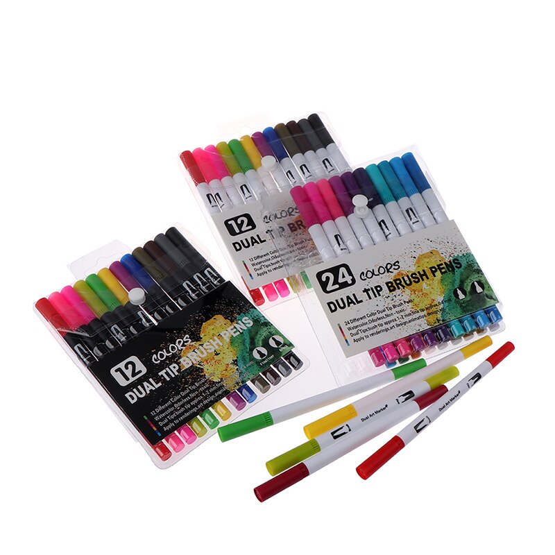 12PCS/Set Marker Pen Set Watercolor Pen Brush Mark... – Vicedeal