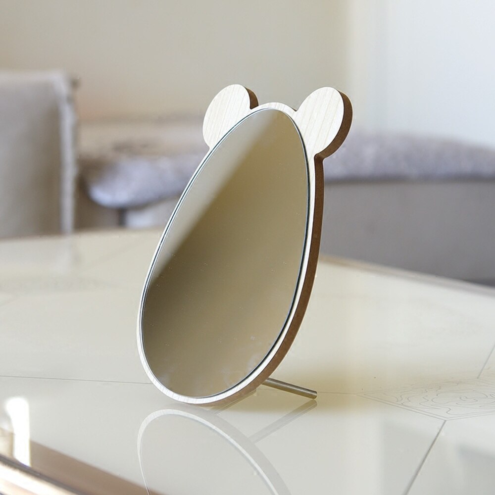 Wood mirror desktop portable wooden desktop mirror... – Grandado