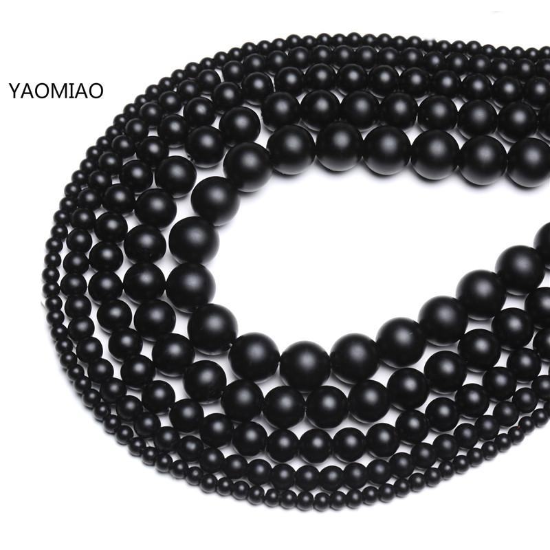 5A ! Black Dull Polish Matte Onyx Agates Round nat... – Grandado