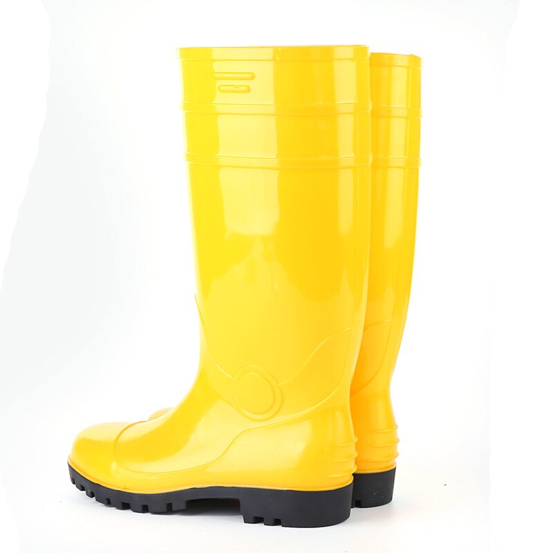 Yellow PVC natural rubber boots steel head rubber ... – Vicedeal