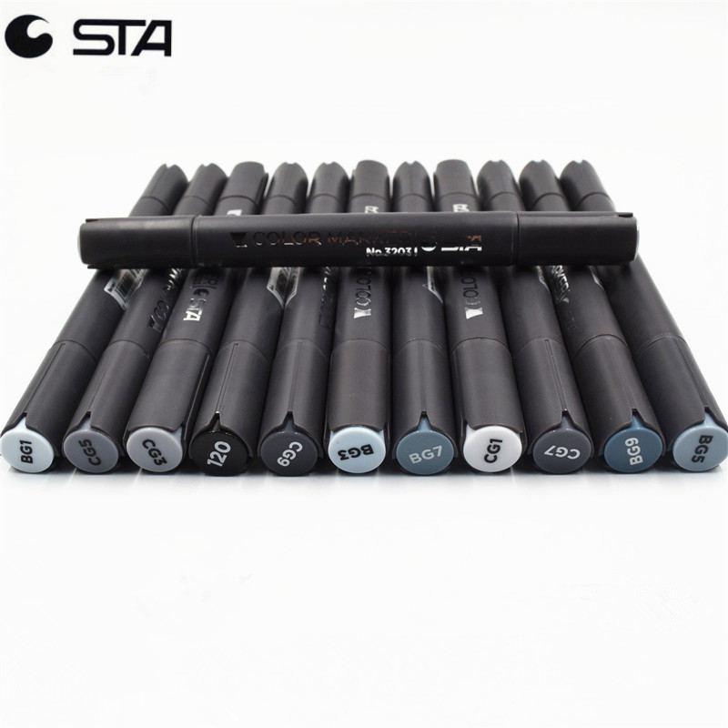 Marker Pen 12 Colors Grey Colors Art Markers Doubl... – Vicedeal