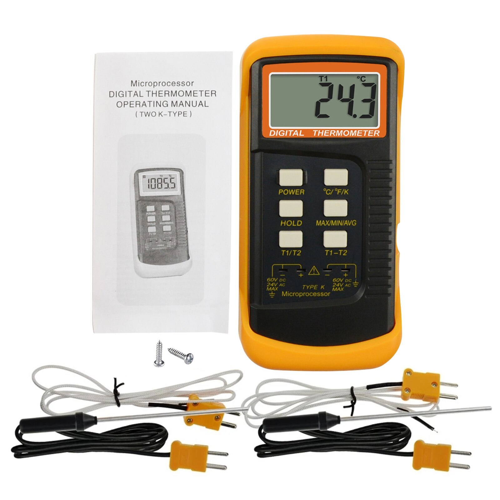 Digital 2 Channels K-Type Thermometer 4 Thermocoup... – Grandado