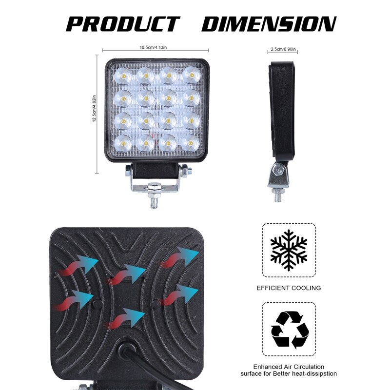 Led Light Bar ,2Pcs 4 Inch 160W Square Work Light ... – Grandado