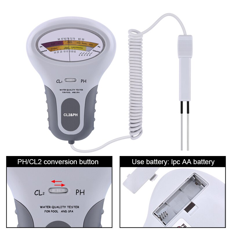 2 In 1 Portable Digital Water Analyzer PH + Chlori... – Grandado