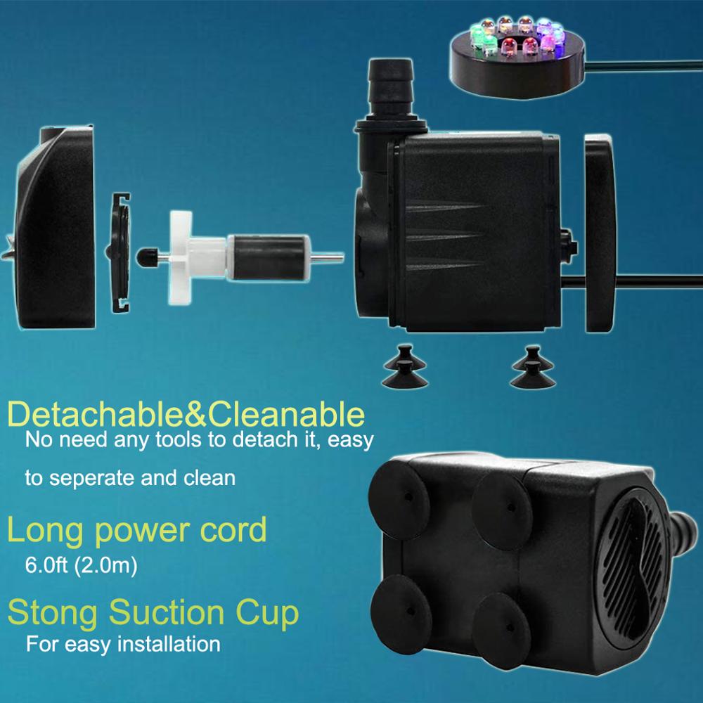 7W 140Gph LED Light Mini Water Features Pump Subme... – Grandado