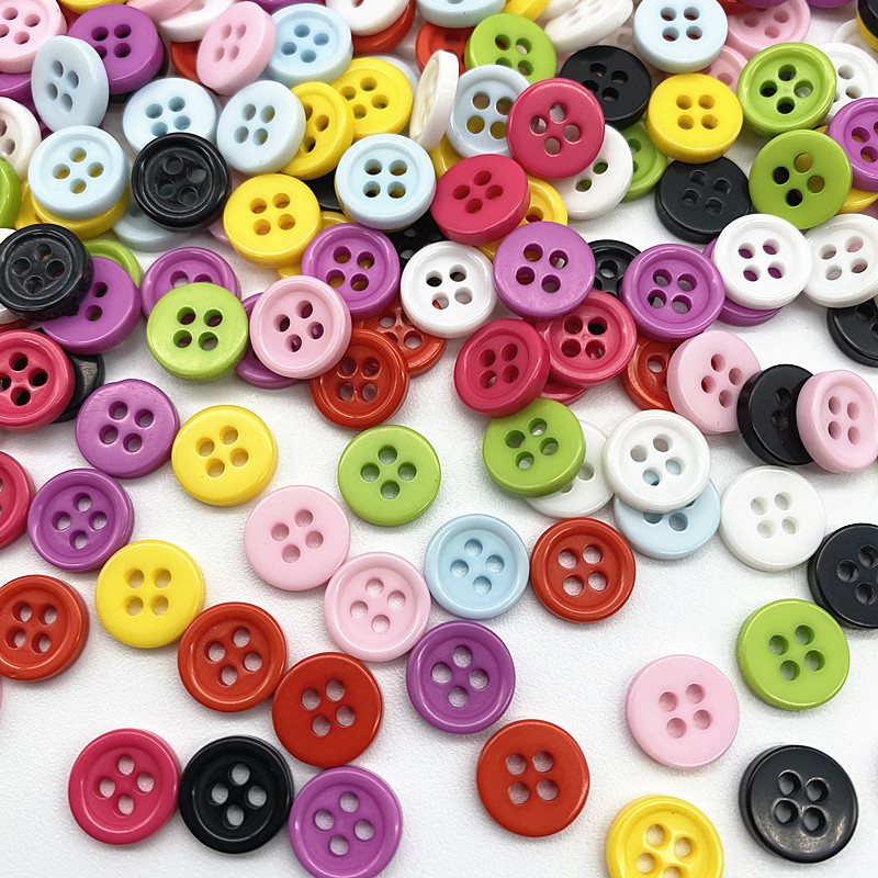 50 pieces 9mm color four-eye button round resin se... – Grandado