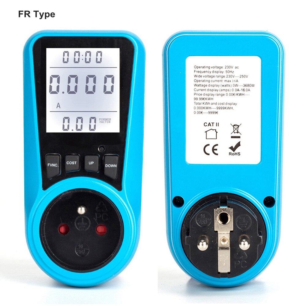 Ac Power Meter 230V 50Hz Eu Ons Fr Plug Socket Ana... – Vicedeal