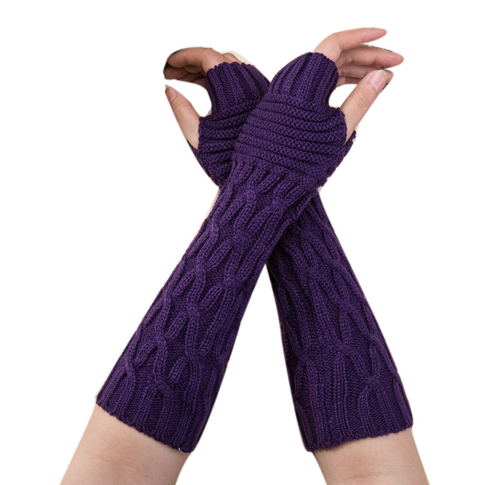 Knitted Long Fingerless Mittens Glove Arm Warmer S... – Vicedeal