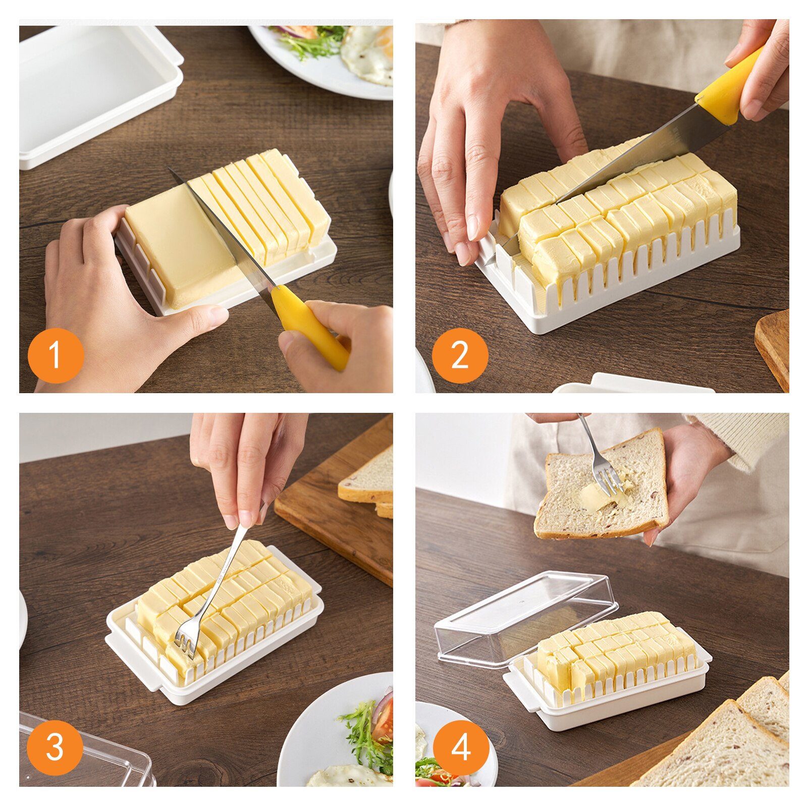 Plastic Butter Dish Box Holder Tray with Lid and K... – Grandado