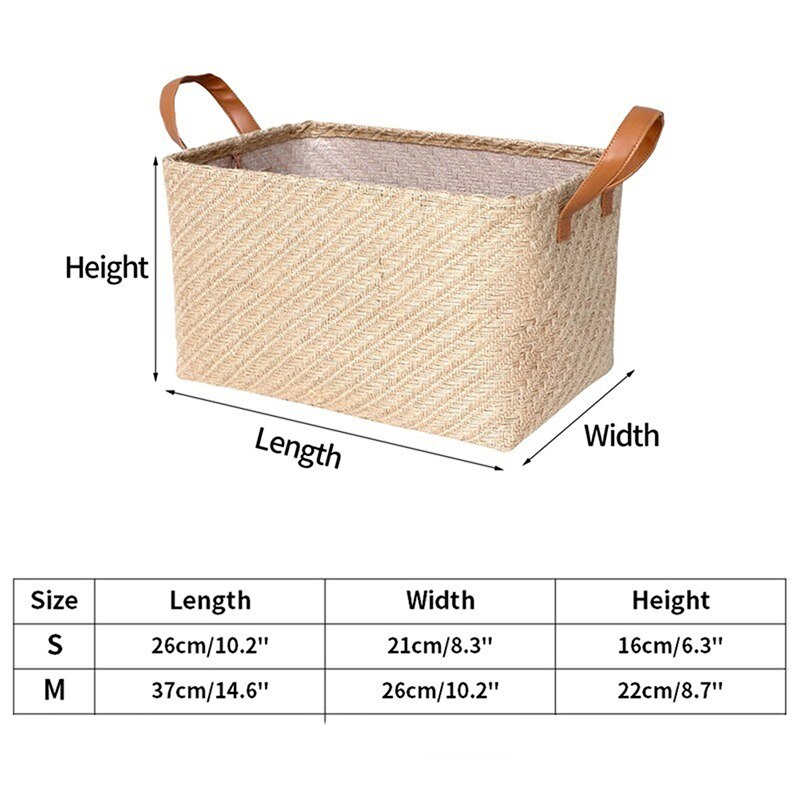 Foldable Jute Storage Basket Rectangle Storage Bas... – Grandado