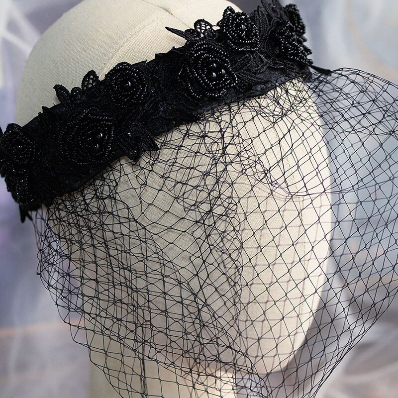 Retro Black Mesh Cover Beaded Hair Accessory Weddi... – Vicedeal