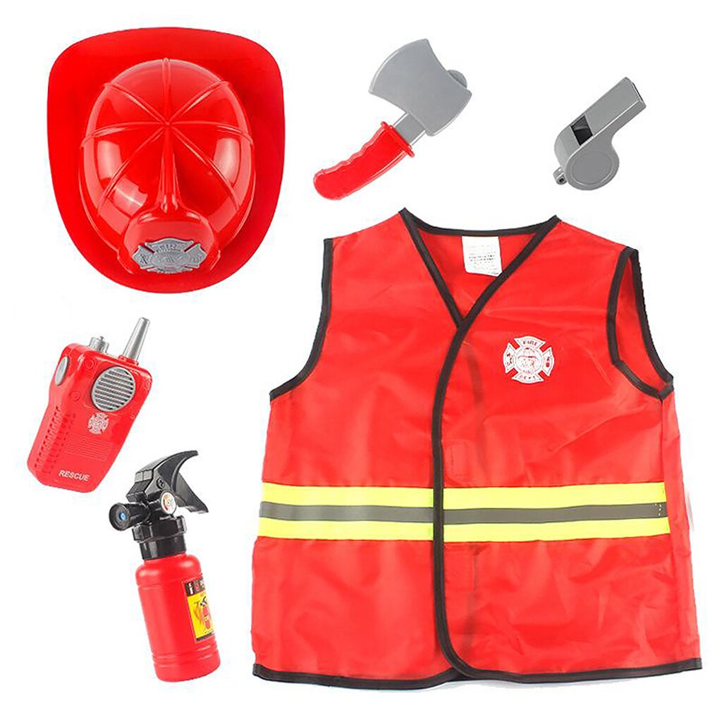Kids Fireman Costume Set Kids Fire Suits Role Play... – Grandado